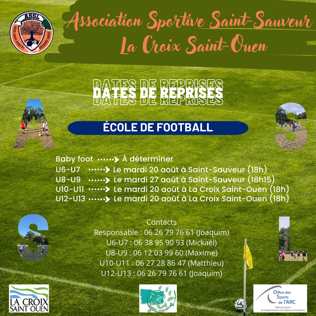 Reprise de l'école de foot pour les U10 à U13 de l'ASSL